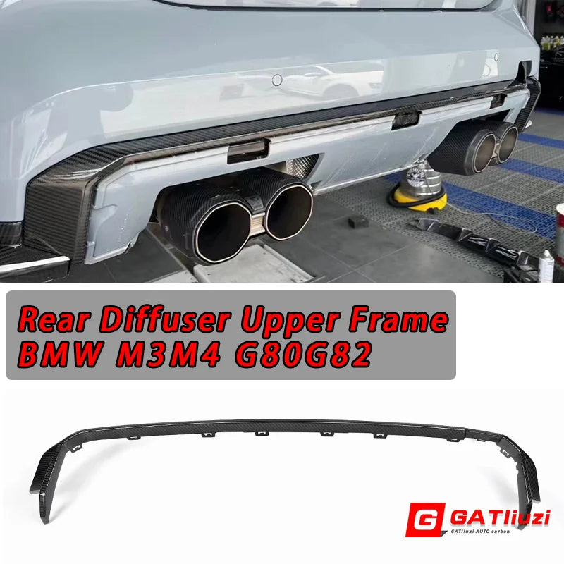 3pcs Dry Carbon Fiber Rear Diffuser Frame Upper Strip Rear Bumper Lip ...