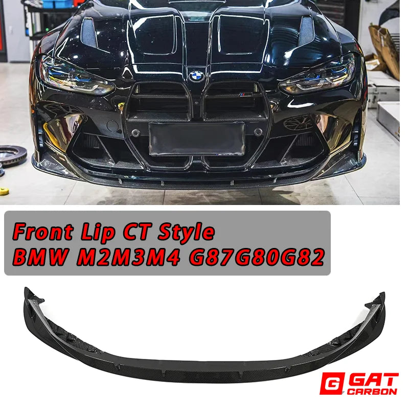 For BMW M3 M4 G80 G82 Dry Carbon Fiber CT Style Front Lip Diffuser Low ...